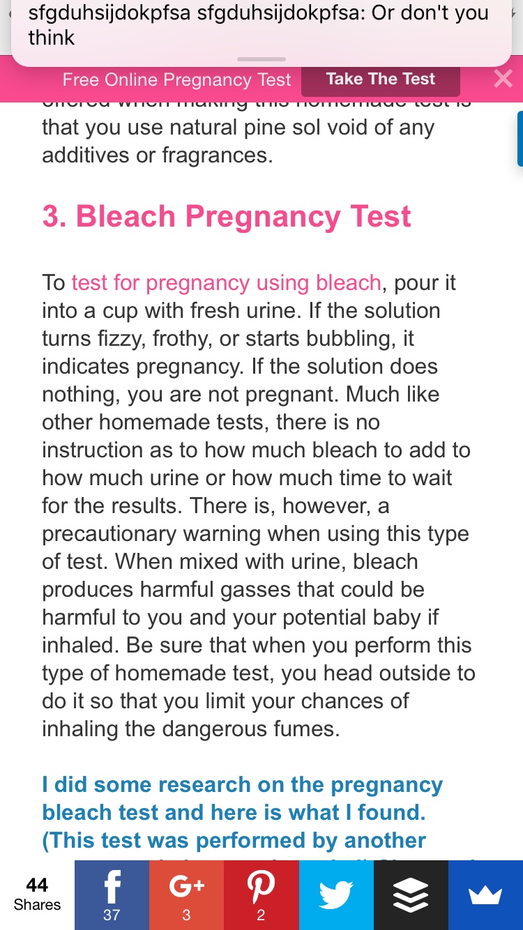 Has anyone actually ever done the bleach test and turned out the pregnant?