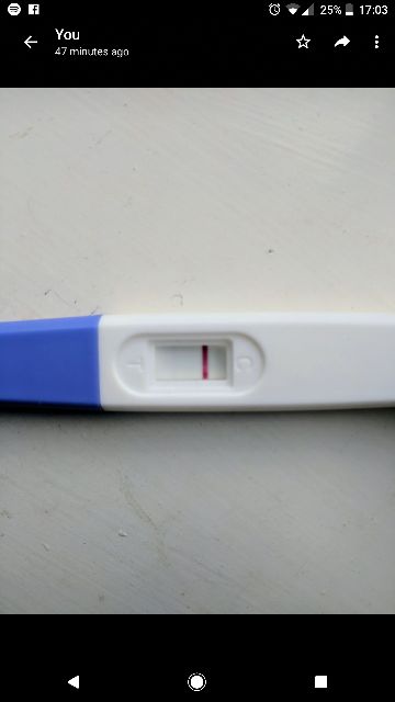 Extremely faint blue line but negative with clear blue